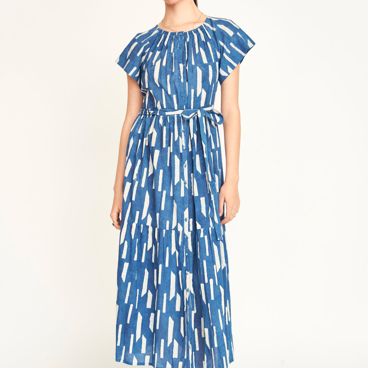 Vienna Maxi Dress in Indigo Rainfall – MIRTH