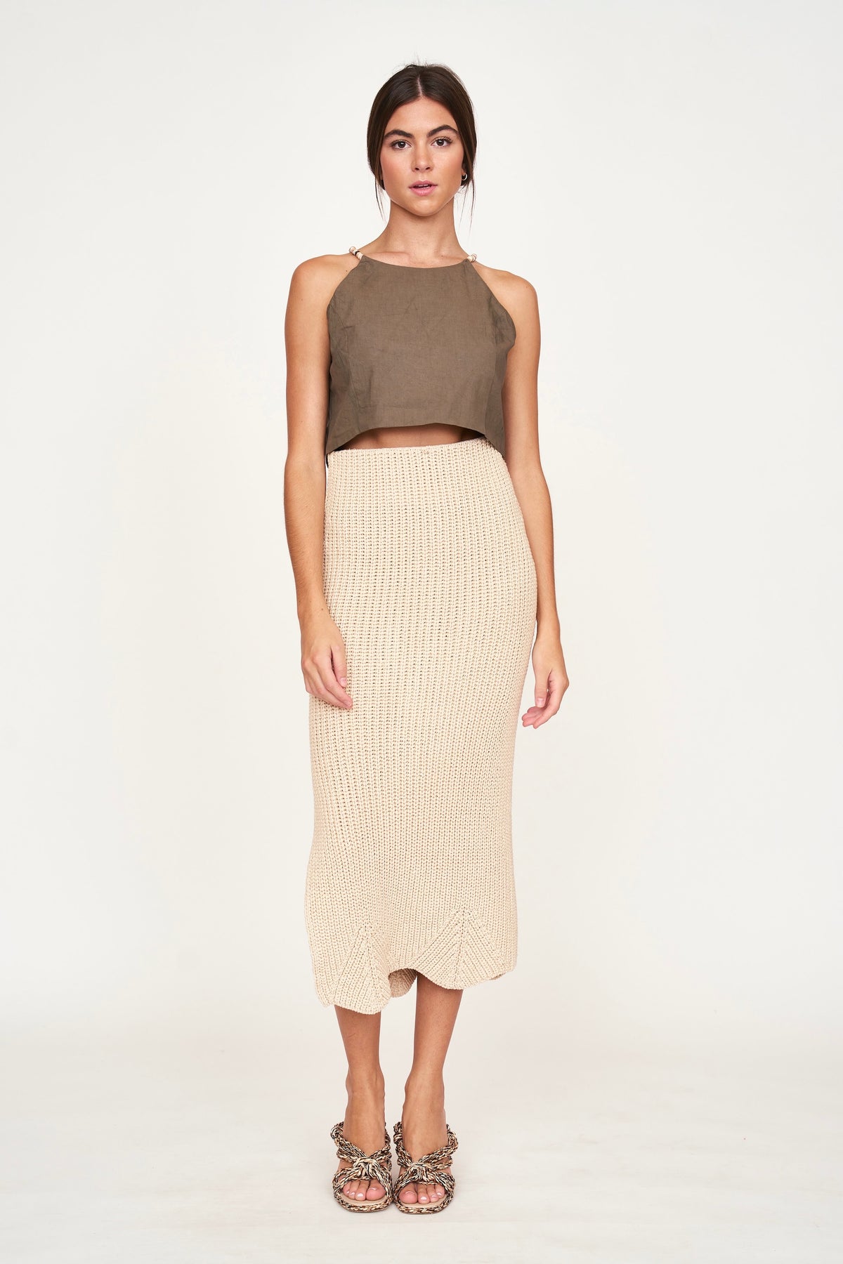 Arles Slim Knit Skirt in Shell – MIRTH