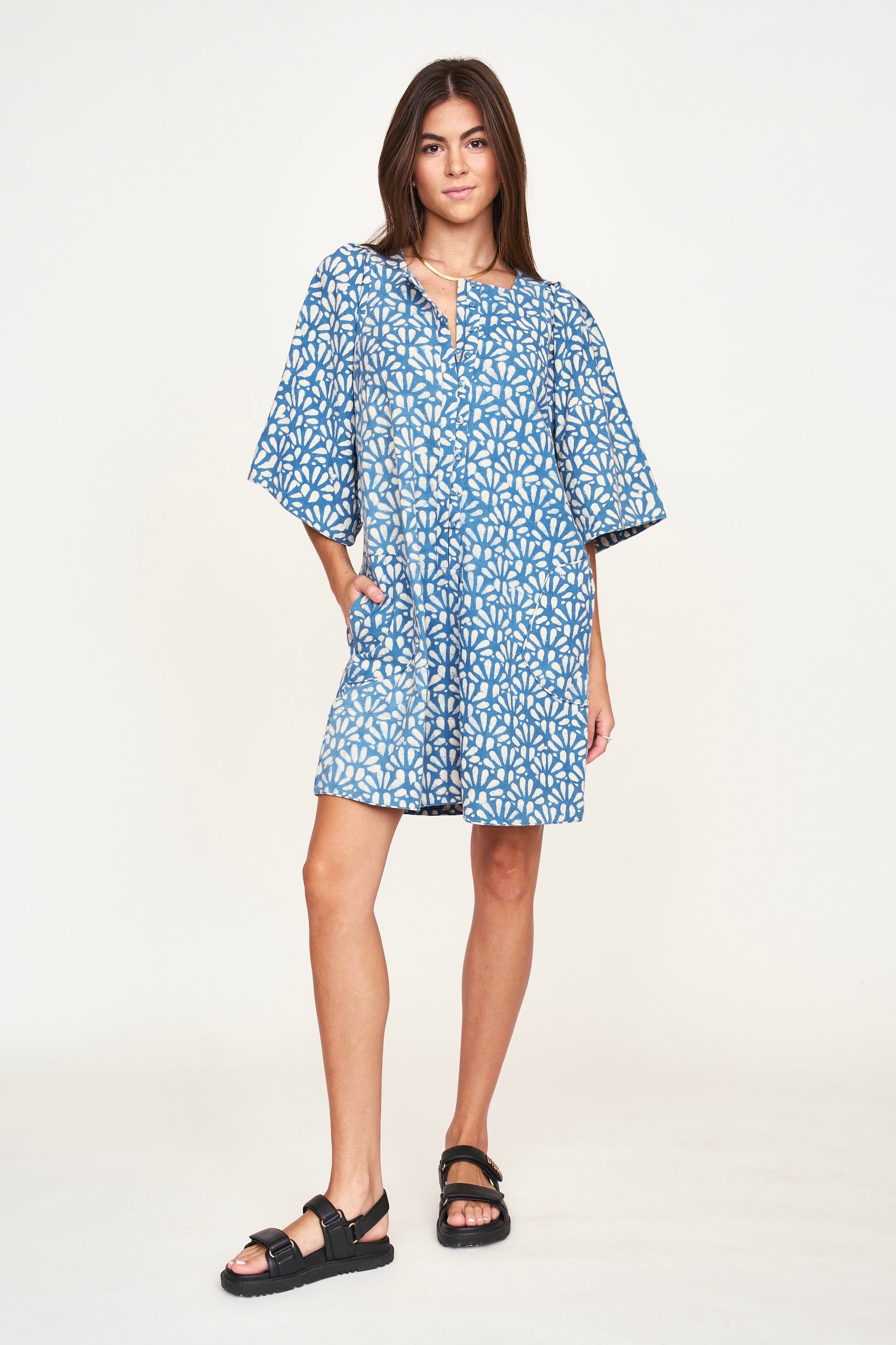 FINAL FEW / Manila Dress in Trellis in Indigo - FINAL SALE – MIRTH