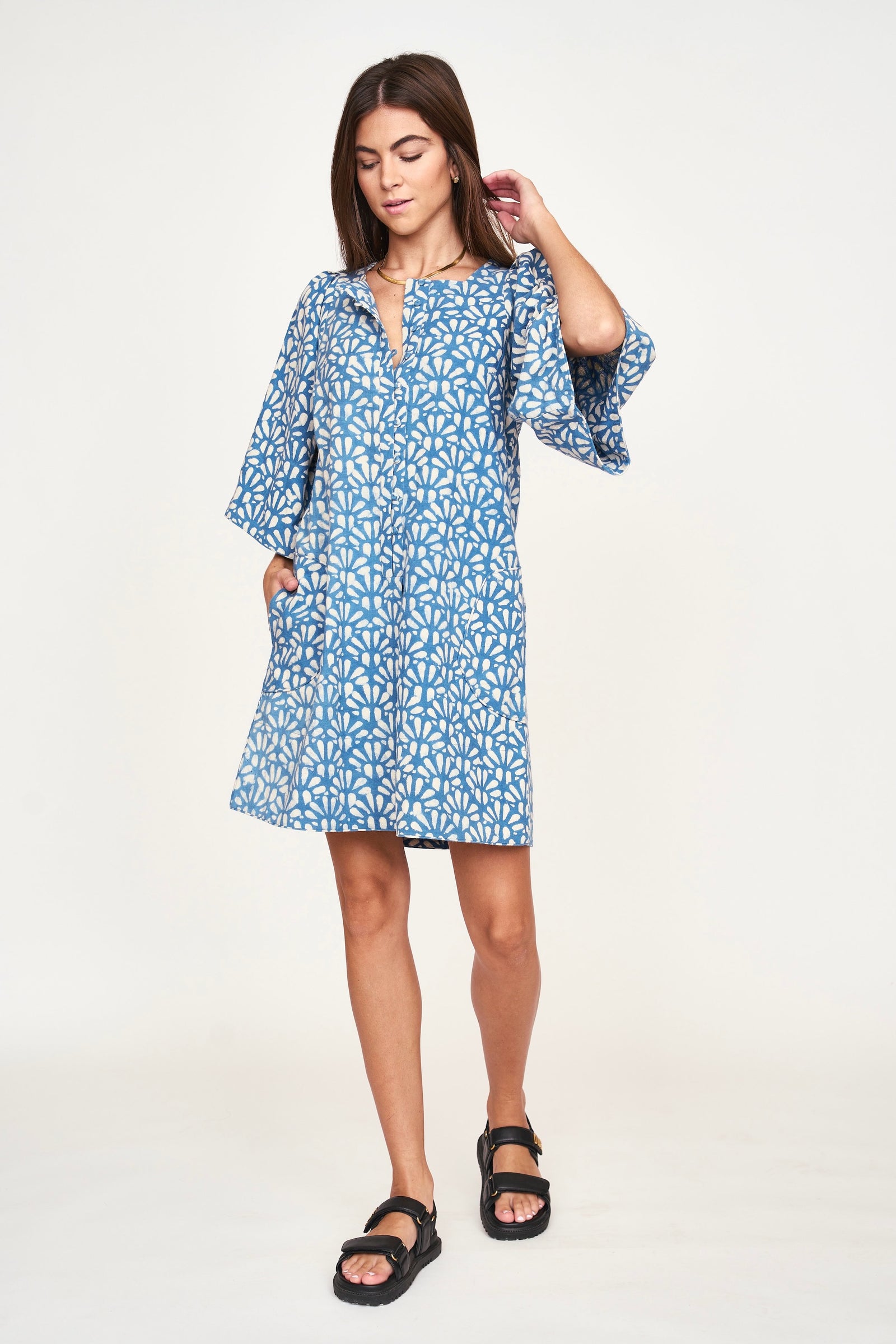 Manila Dress in Trellis in Indigo – MIRTH